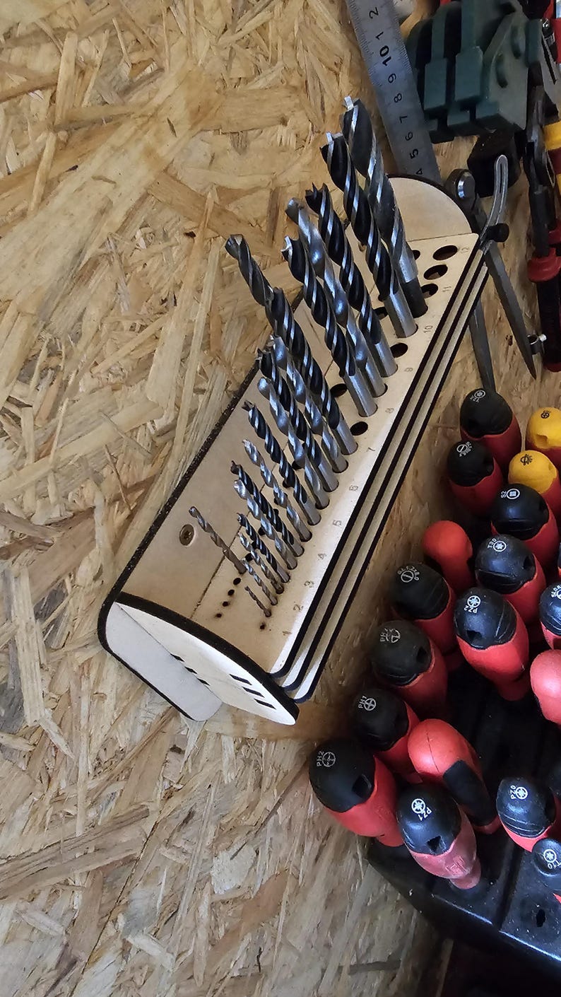 Wall Drill Bit Holder, 4mm Plywood .dxf File DIY Lasercut .workshop ...