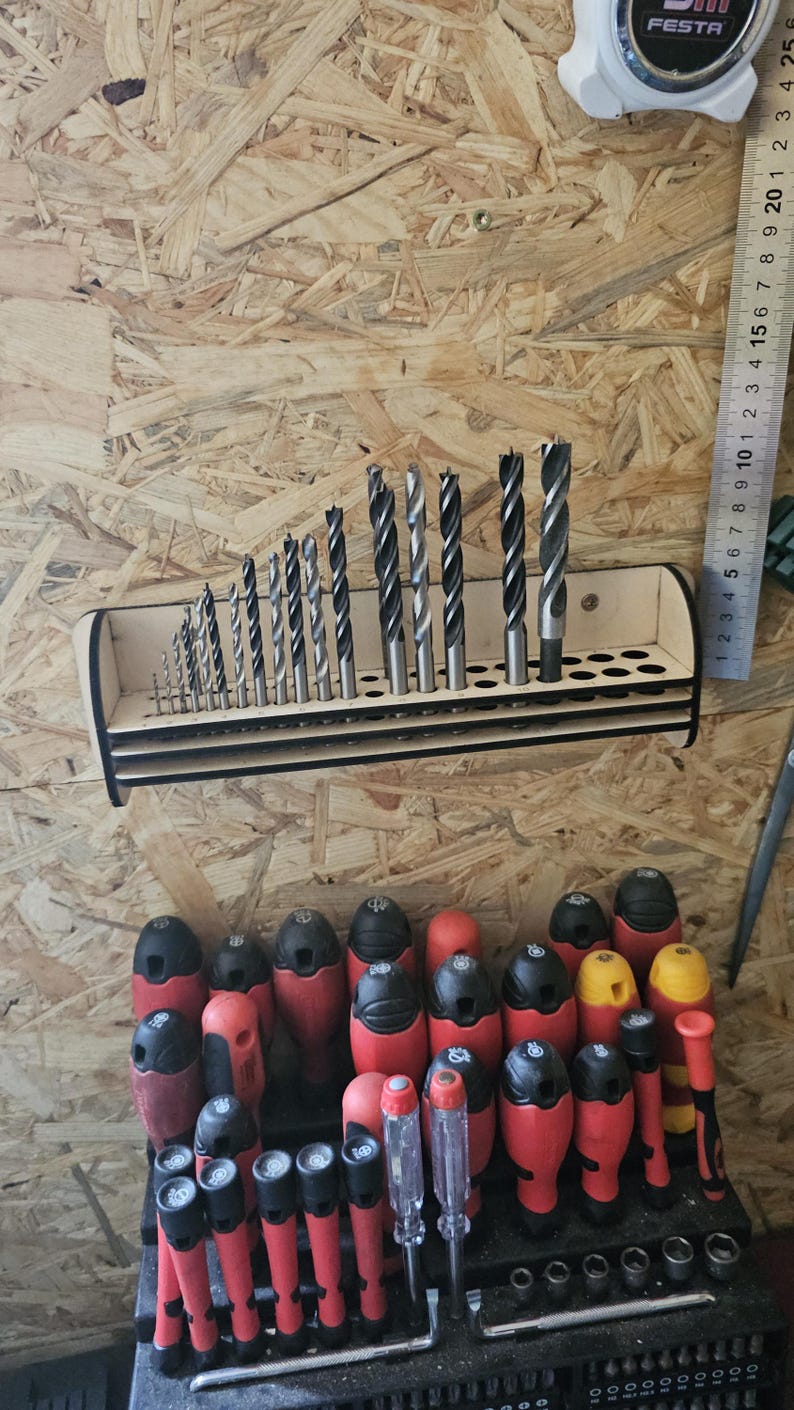 Wall Drill Bit Holder, 4mm Plywood .dxf File DIY Lasercut .workshop ...