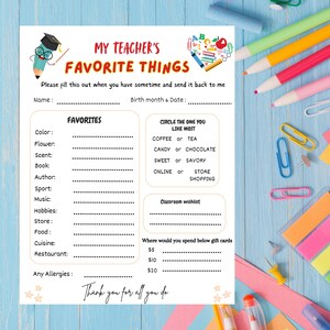 All About My Teacher Survey Printable Get to Know Teacher Questionnaire ...