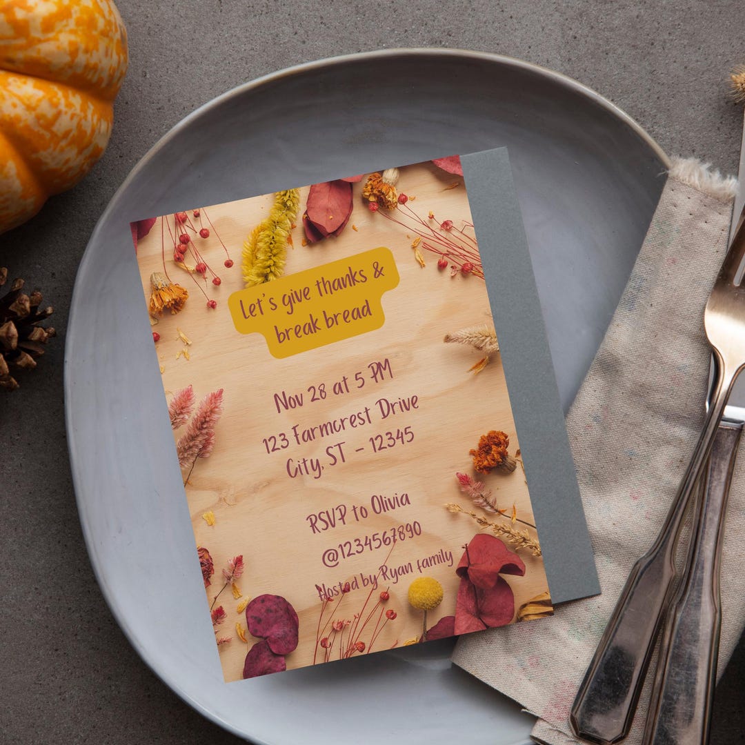 Editable Lets Give Thanks Invitation Template Editable Digital ...