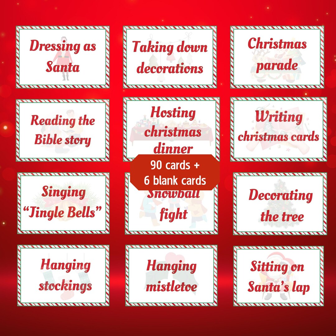 Christmas Charades Games for Adults & Kids, Families Holiday Charades ...