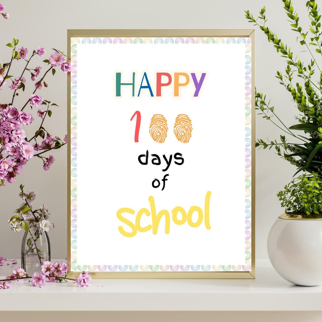 100 Days of School DIY Craft Kids Classroom Activity Fingerprint School ...