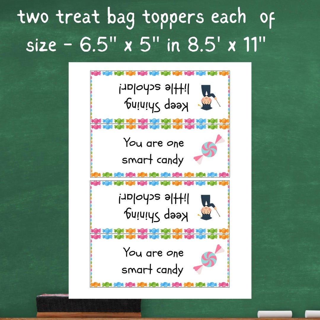 100 Days of School Treat Bag Topper Smart Candy Treat Tag Scholar Tag ...