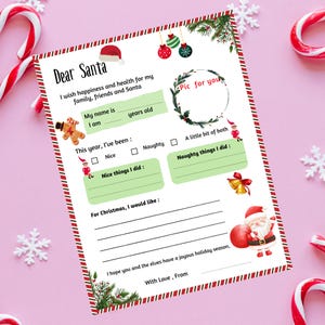 Letter to Santa Printable Kids Christmas Letter Wishlist Letter to ...