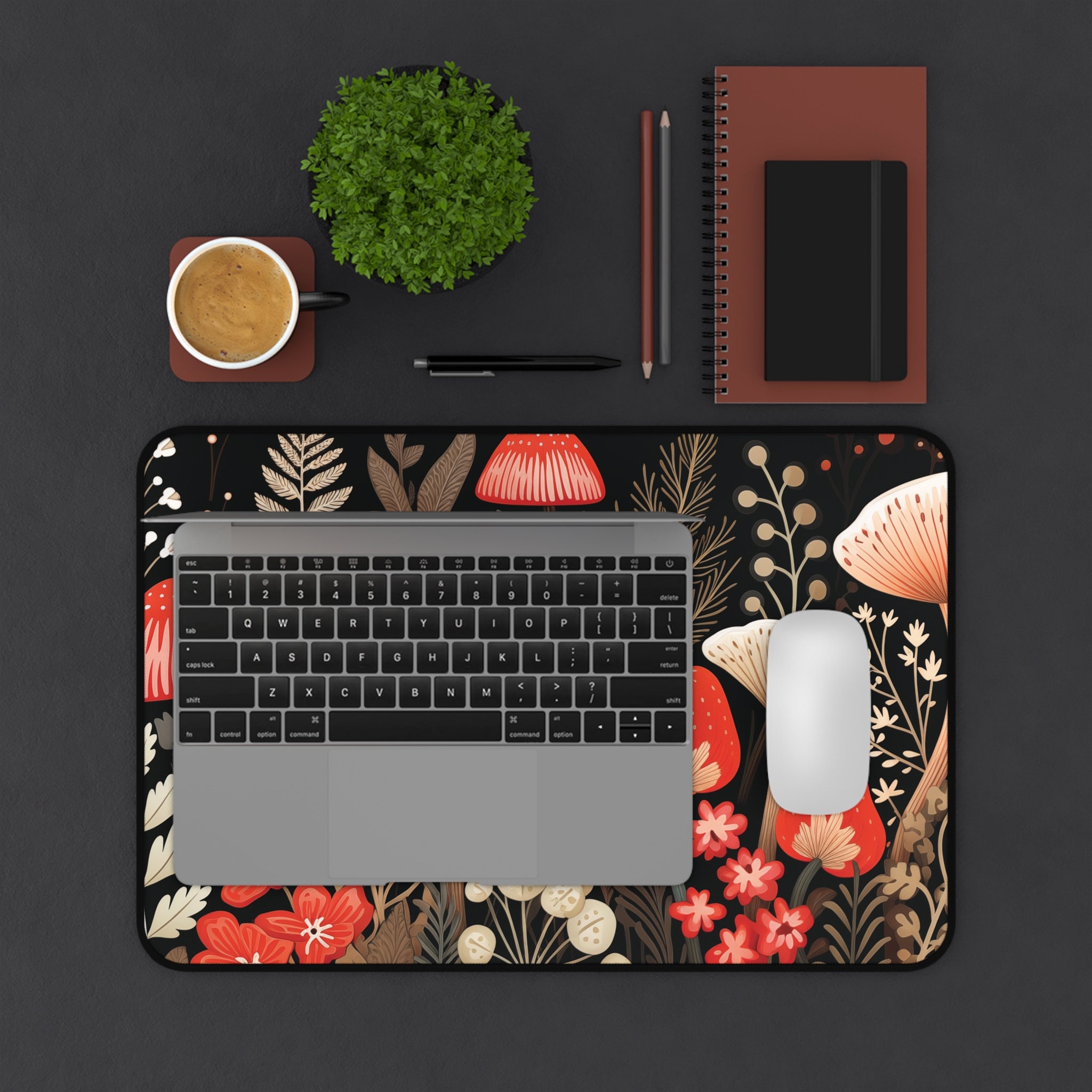 Stylized Mushroom Desk Mat, Cottagecore Deskmat, Gamer Desk Mat ...