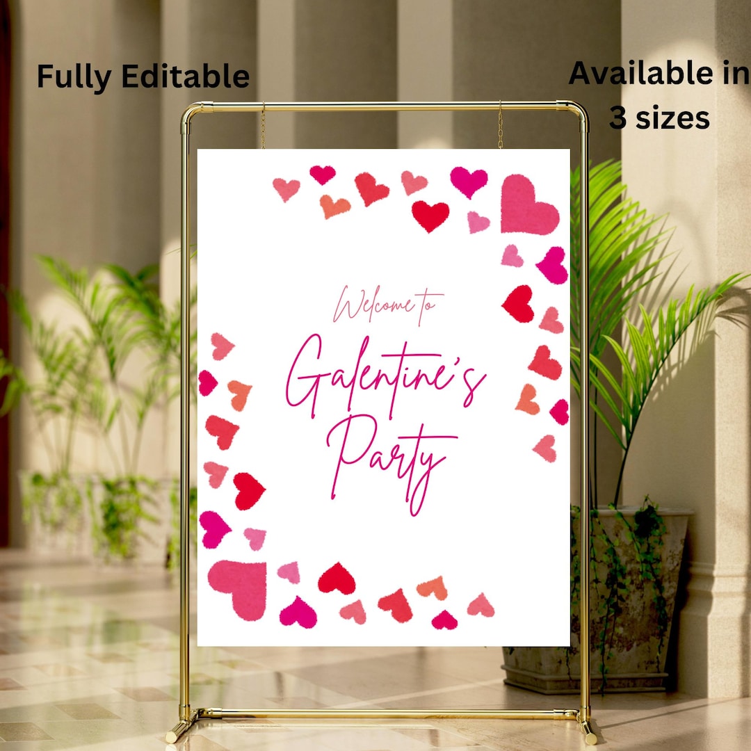 Galentine's Day Party Welcome Sign Template Editable Valentines Party ...