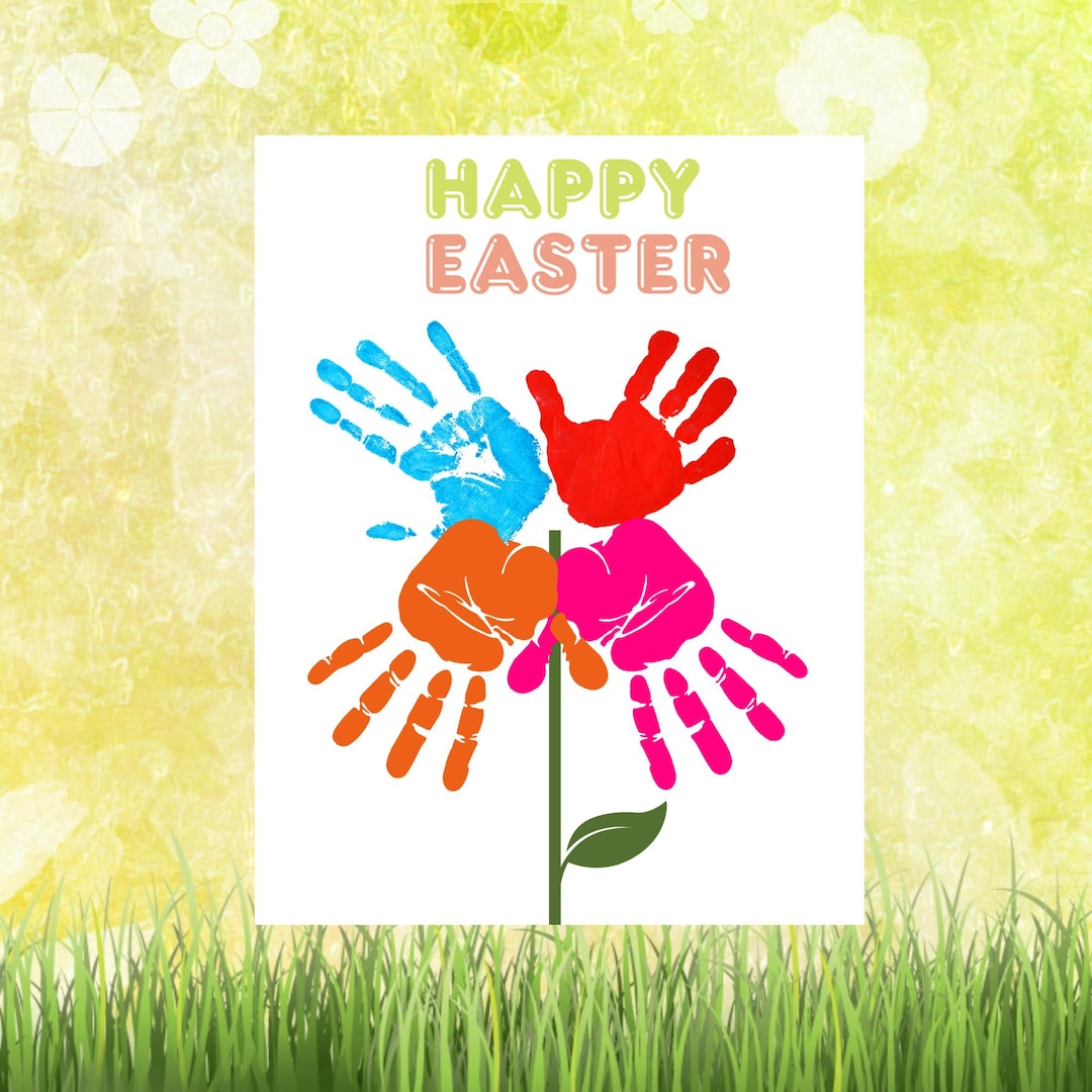 Happy Easter Handprint Art Keepsake DIY Kids Preschool Toddler School ...