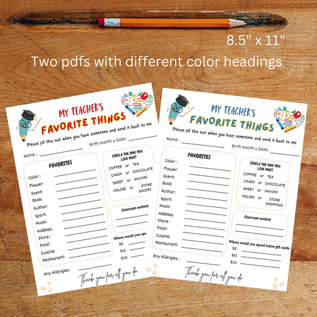 All About My Teacher Survey Printable Get to Know Teacher Questionnaire ...