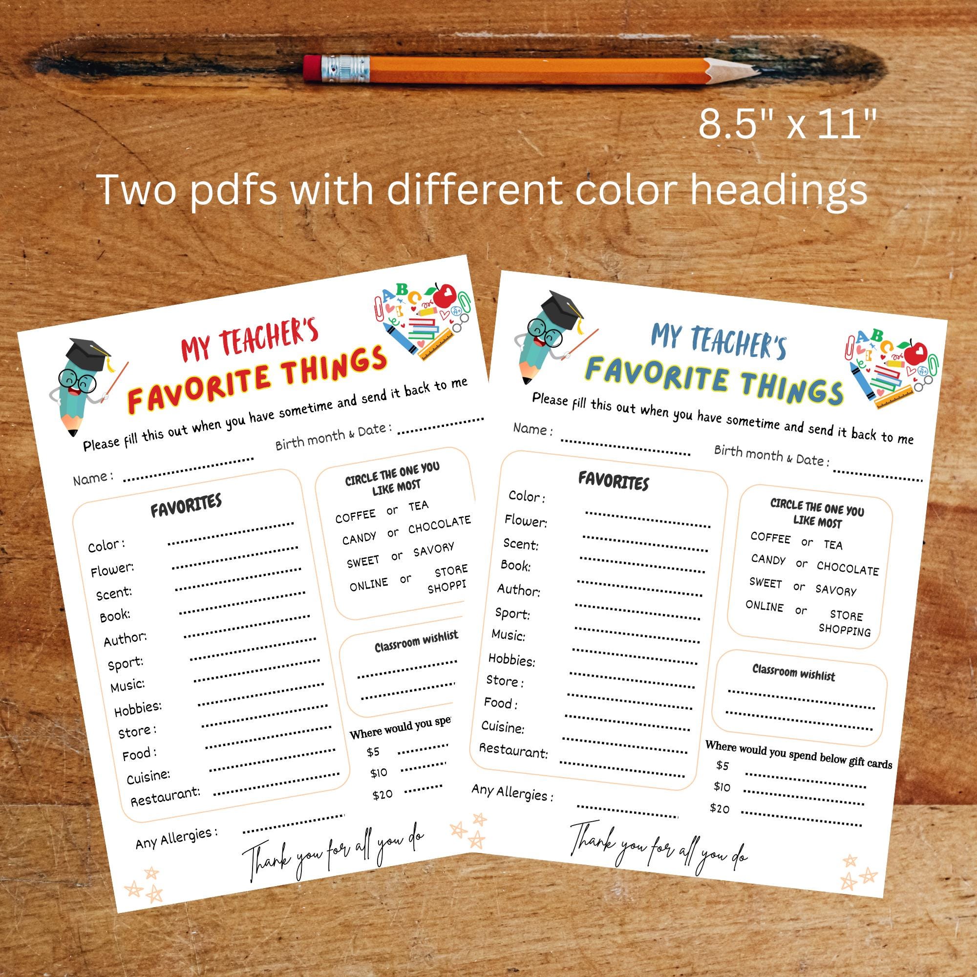 All About My Teacher Survey Printable Get to Know Teacher Questionnaire ...
