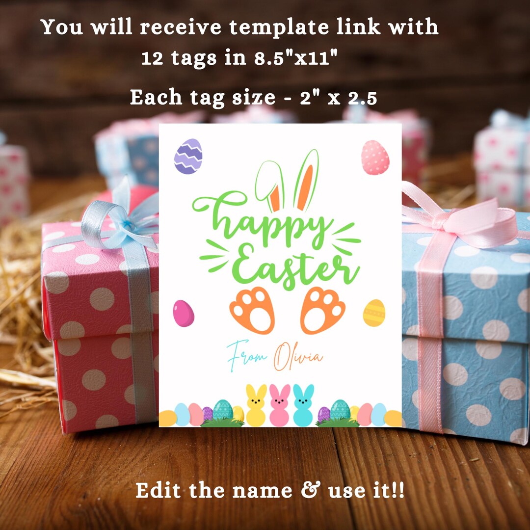 Happy Easter Gift Tag Editable Sweet Treat Tag Easter Basket Gift Tags ...