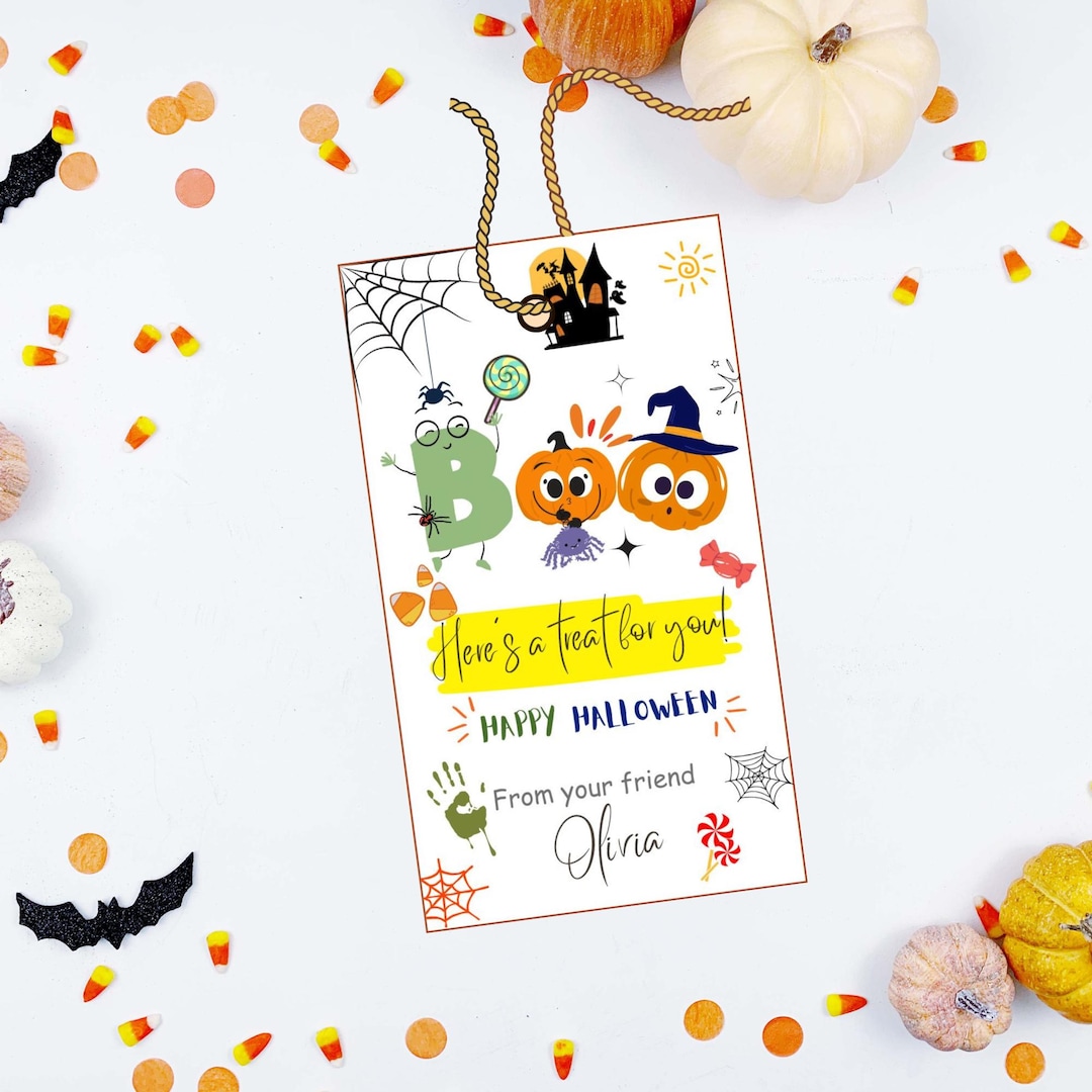 Editable Halloween Gift Tag Trick or Treat Favor Tags Printable Happy ...