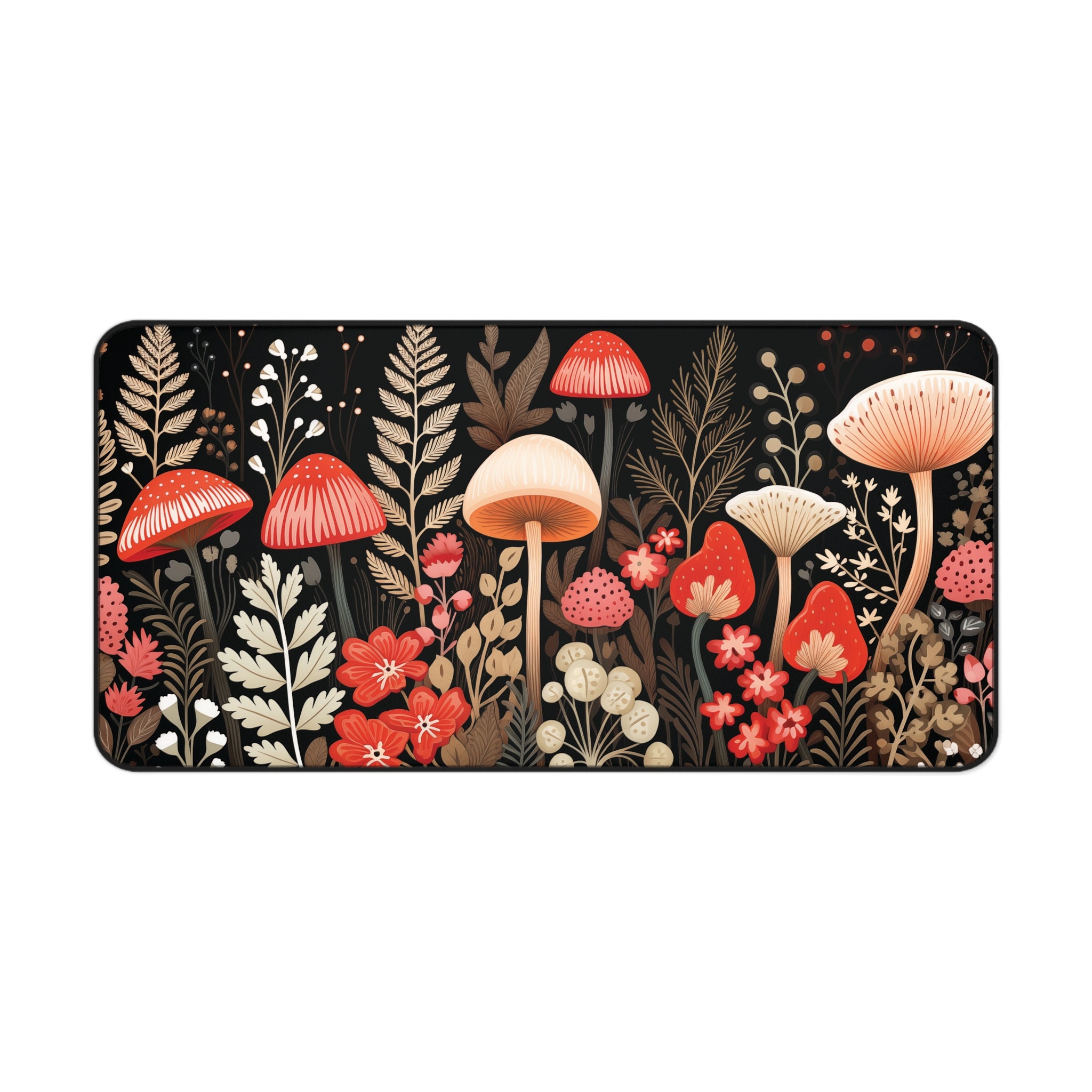 Stylized Mushroom Desk Mat, Cottagecore Deskmat, Gamer Desk Mat ...