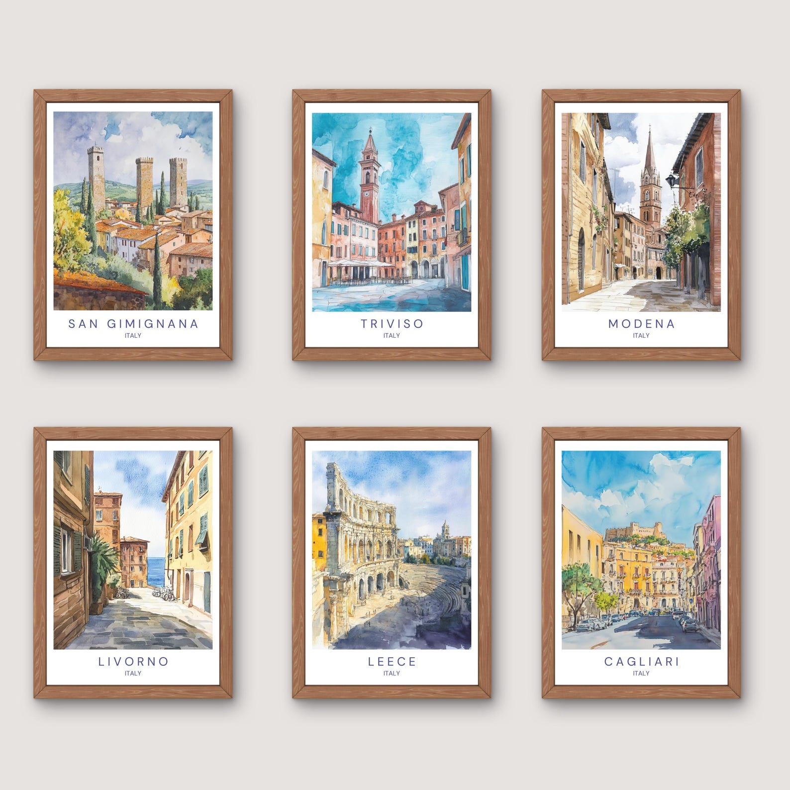 Italy Travel Poster Bundle - Amalfi Coast, Rome & Lake Como Wall Art ...