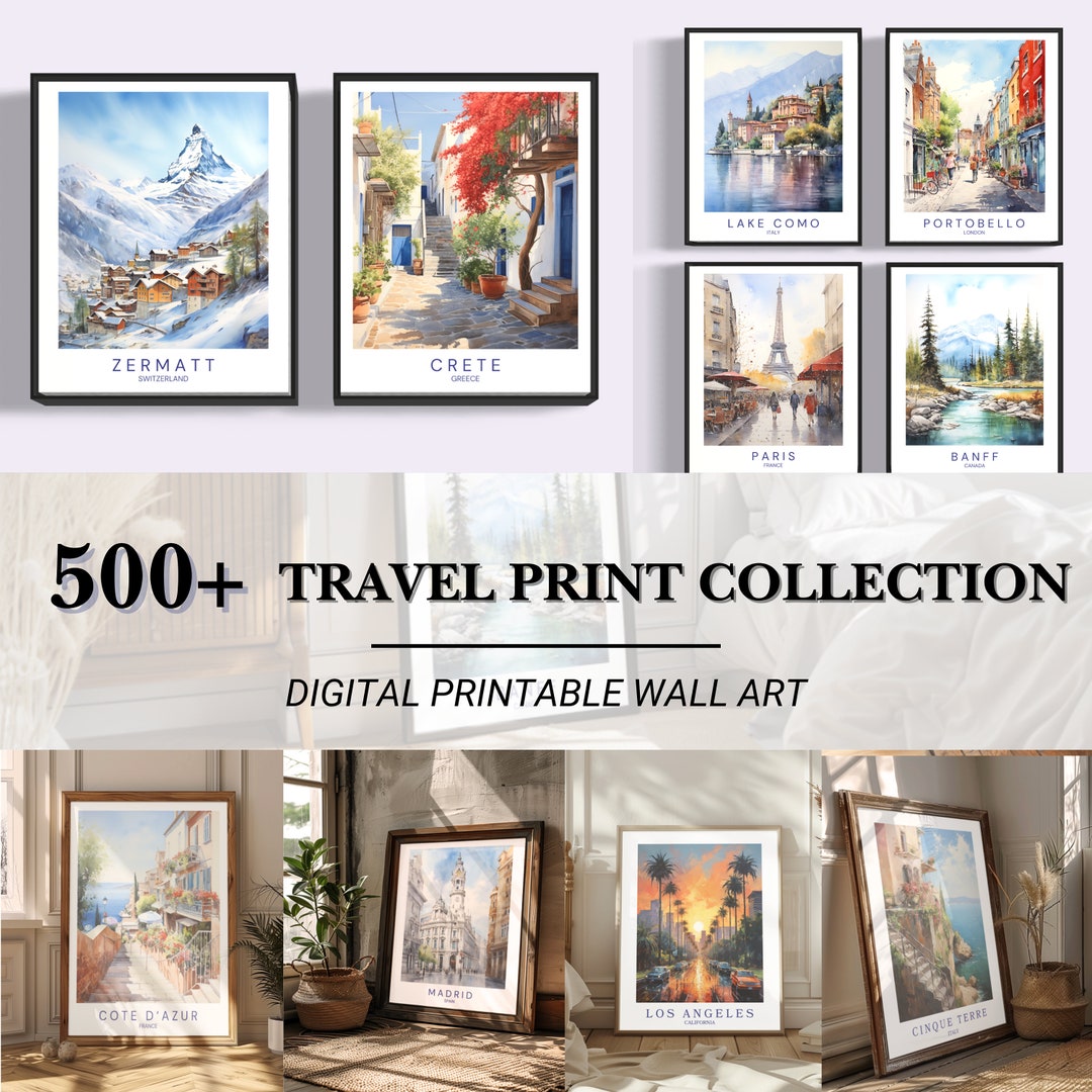 Travel Art Prints Bundle Digital Download Set of 500 Vintage Travel ...