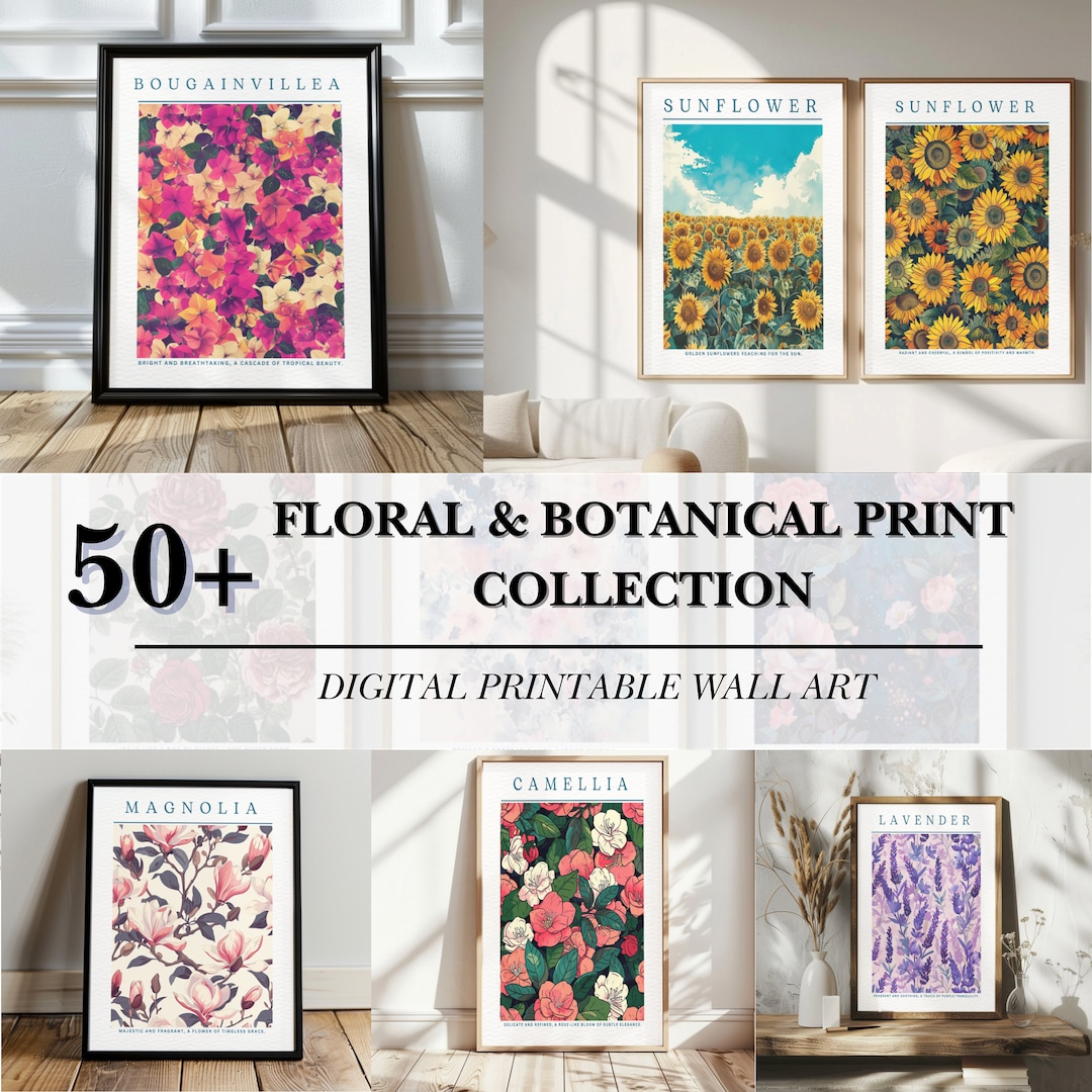 Flower Market Print Set Gallery Wall Set Trendy Flower Posters ...