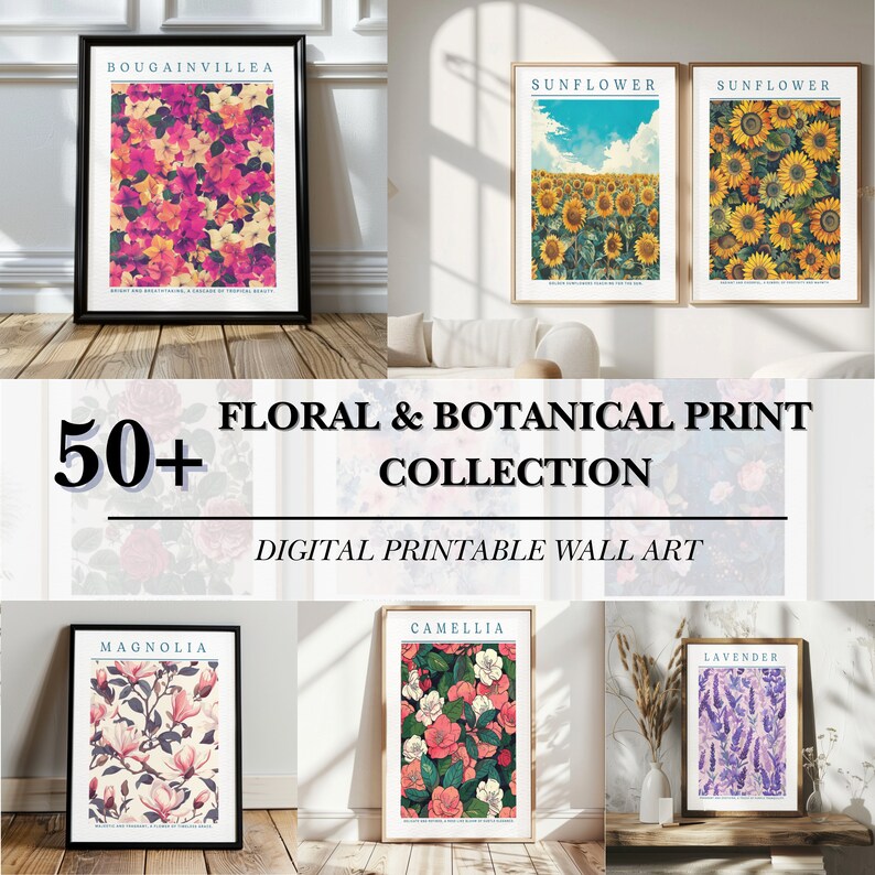 Flower Market Print Set Gallery Wall Set Trendy Flower Posters ...