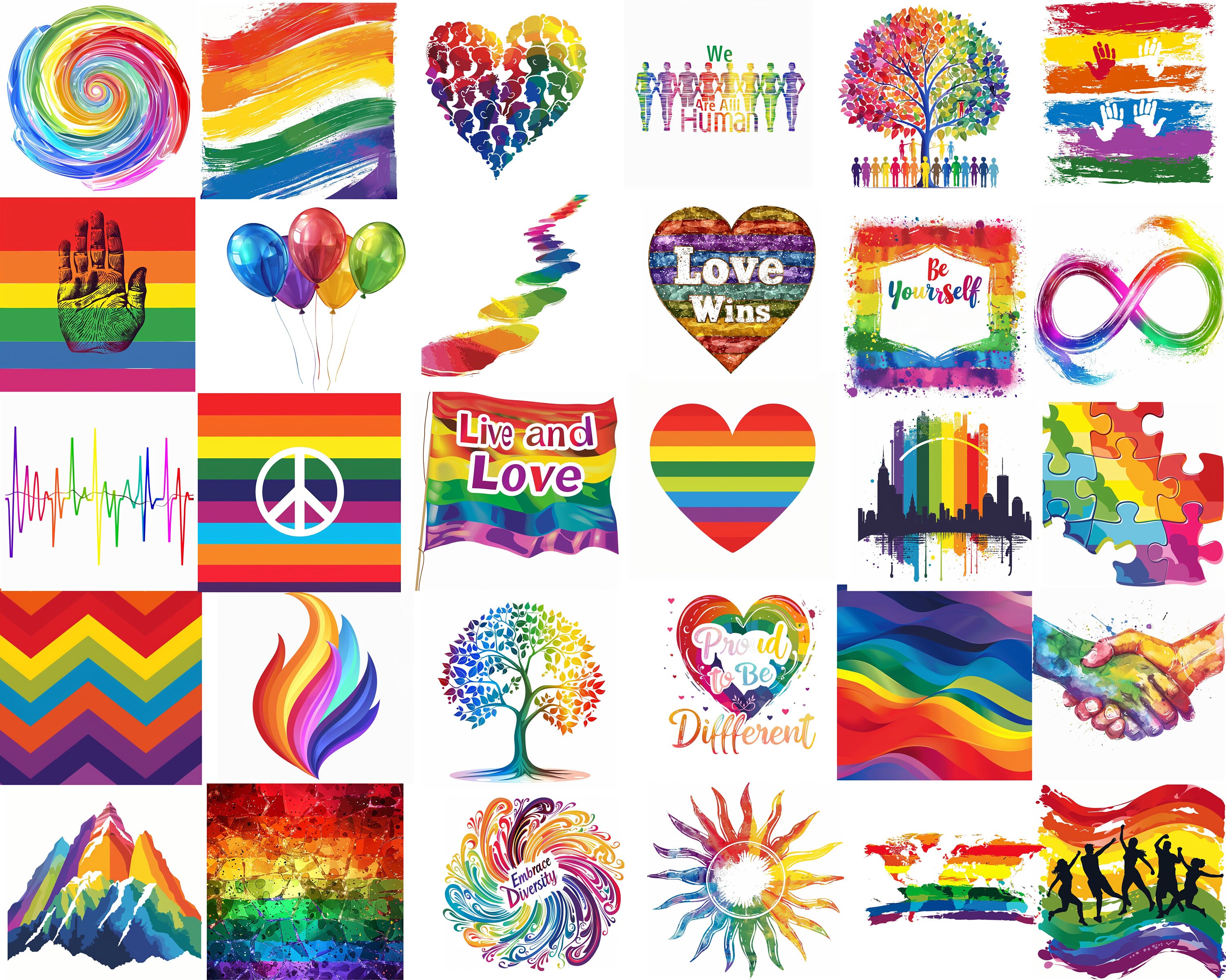 Pride Wall Art Mega Bundle 300 Printables Rainbow Pride Decor Queer Art ...