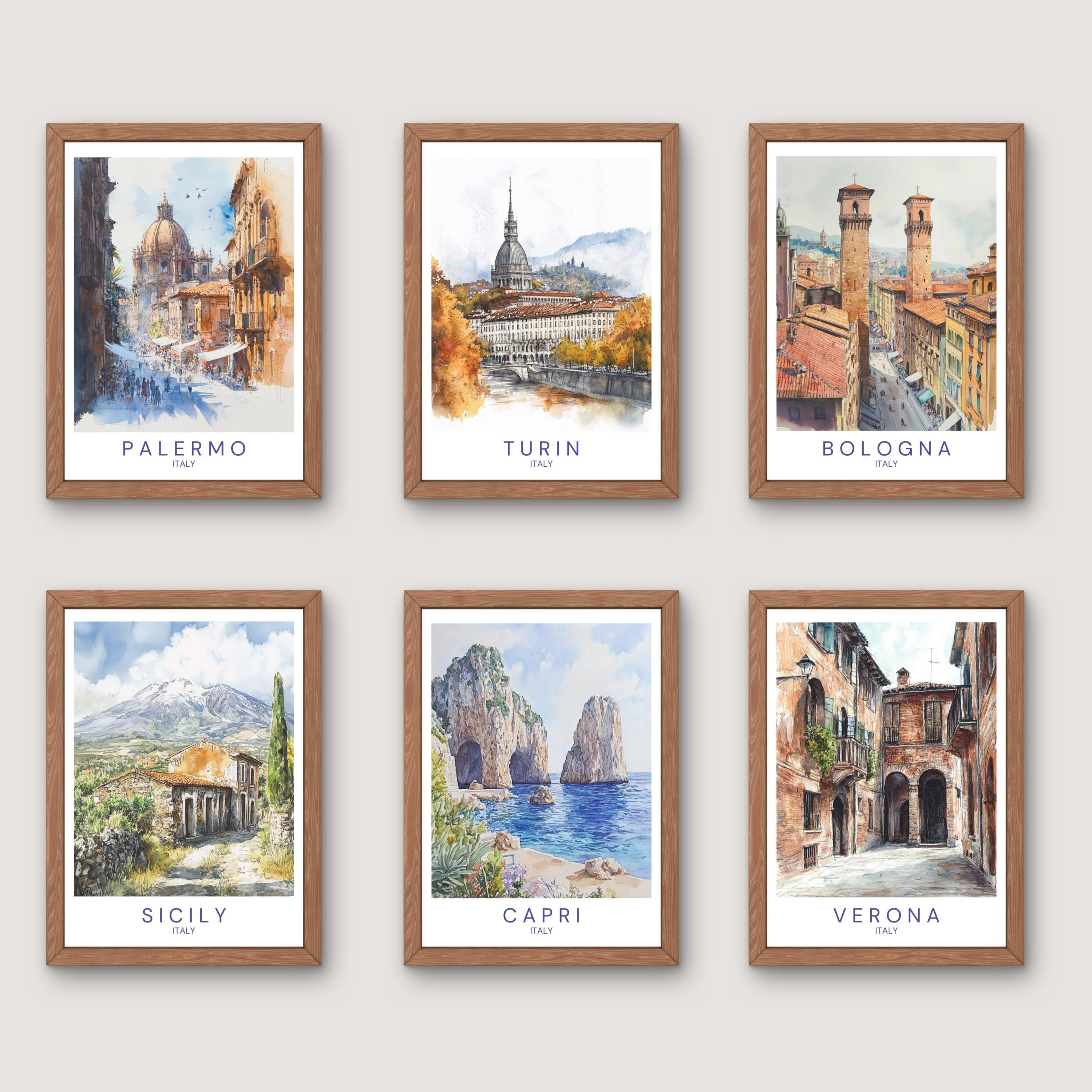 Italy Travel Poster Bundle - Amalfi Coast, Rome & Lake Como Wall Art ...