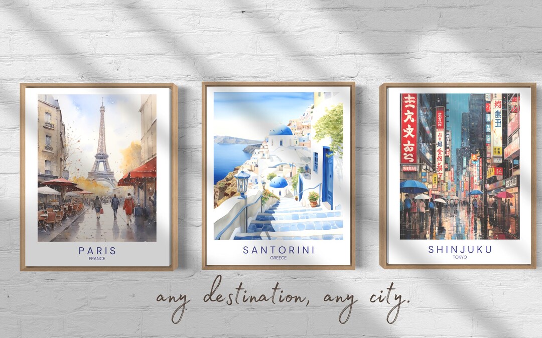 Travel Prints, Custom City Print Posters, Any City Destination, Travel ...