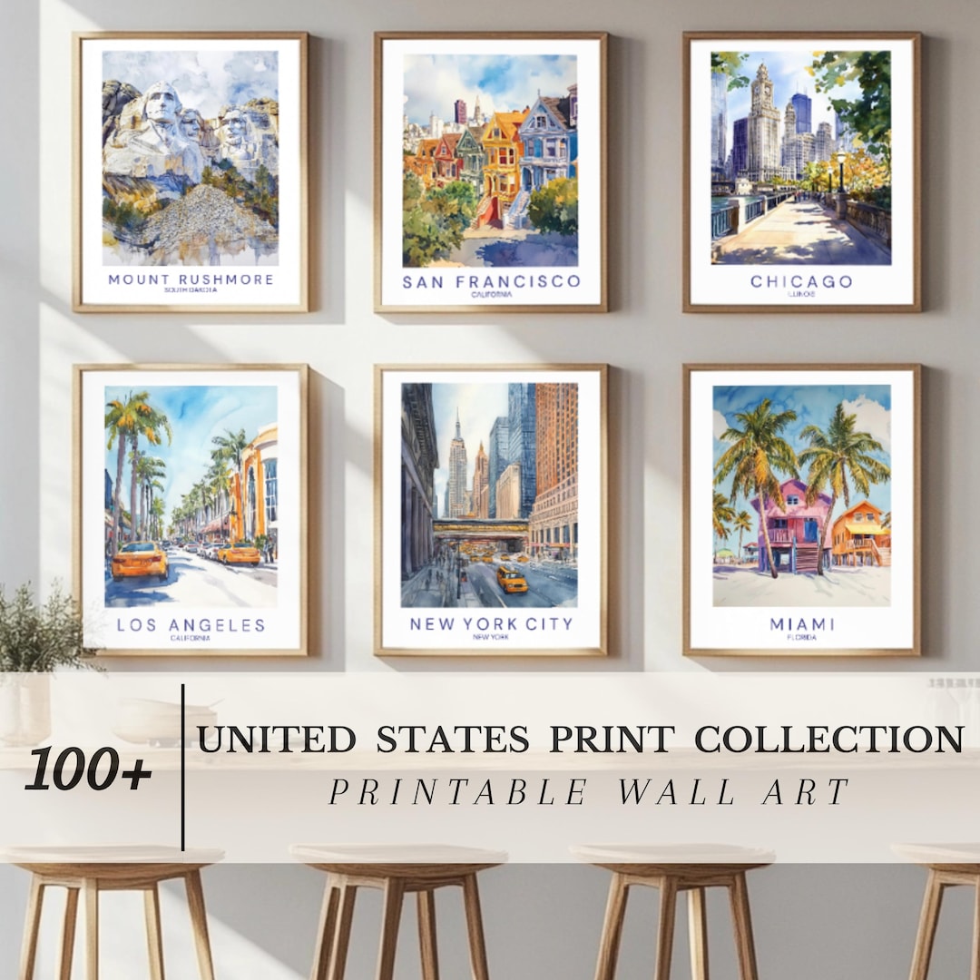 USA Poster Wall Decor - New York City Travel Art Print, American Decor ...