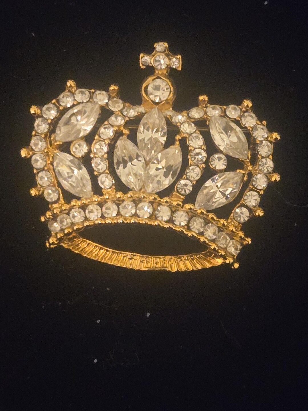 Carolee Signed Clear Rhinestone Crown Brooch - Etsy