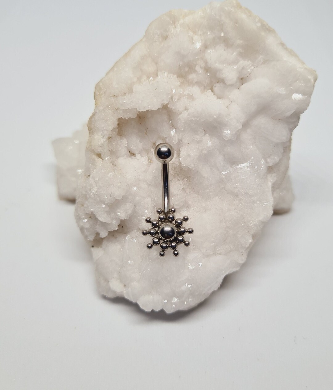 Dotted Silver Navel Piercing Jewellery, 1.6mm Surgical Steel 316L Belly ...