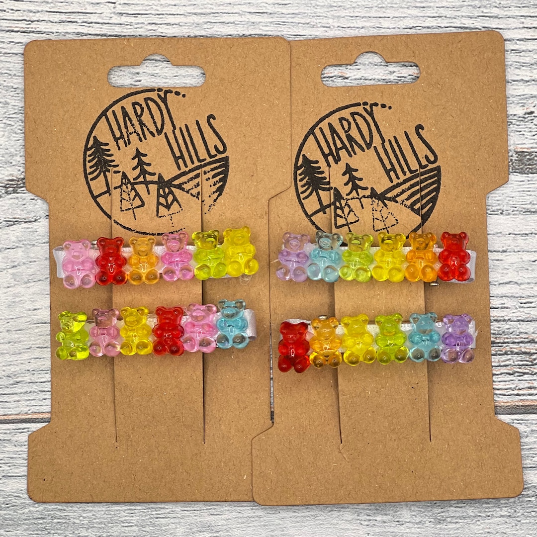Gummy Bear Hair Clips, Handmade Hair Clip, Gummy Bear Barrette, Rainbow ...