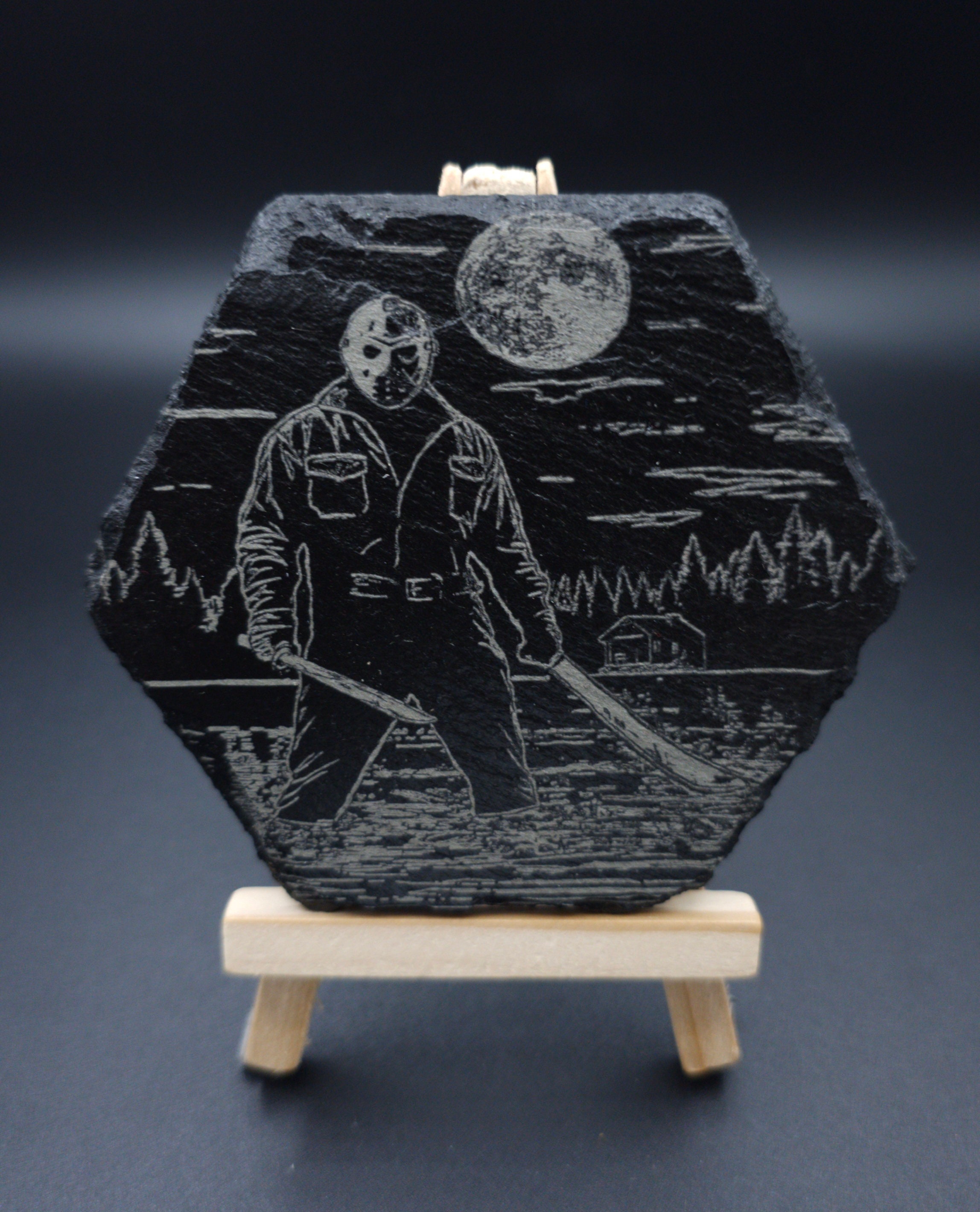 80's Horror Movie Villains Laser Engraved Slate Coaster Set - Etsy