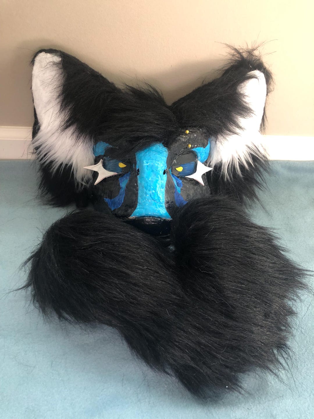 Premade Furry Half Partial Furred Dinosaur Mask Head Tail READ ...