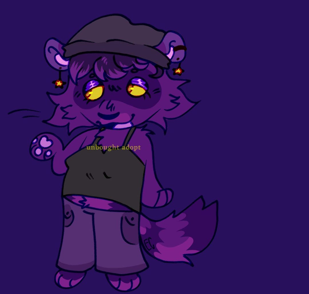 Emo Goth Gothic Raccoon Purple Furry Anthro OC Individual Adoptable ...