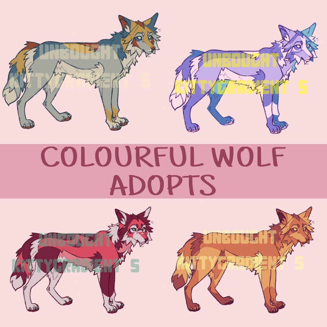 Colourful Feral Wolf Furry OC Character Adopts - Etsy