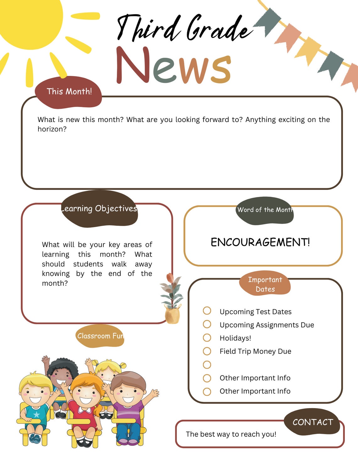 Meet the Teacher Classroom, Weekly News Canva Editable Template - Etsy