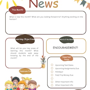 Meet the Teacher Classroom, Weekly News Canva Editable Template - Etsy