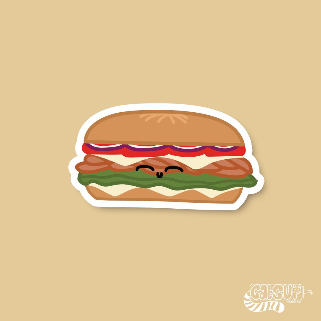 Cute Stickers Italian Sub Sandwich Deli Hand Drawn Sticker Vinyl ...