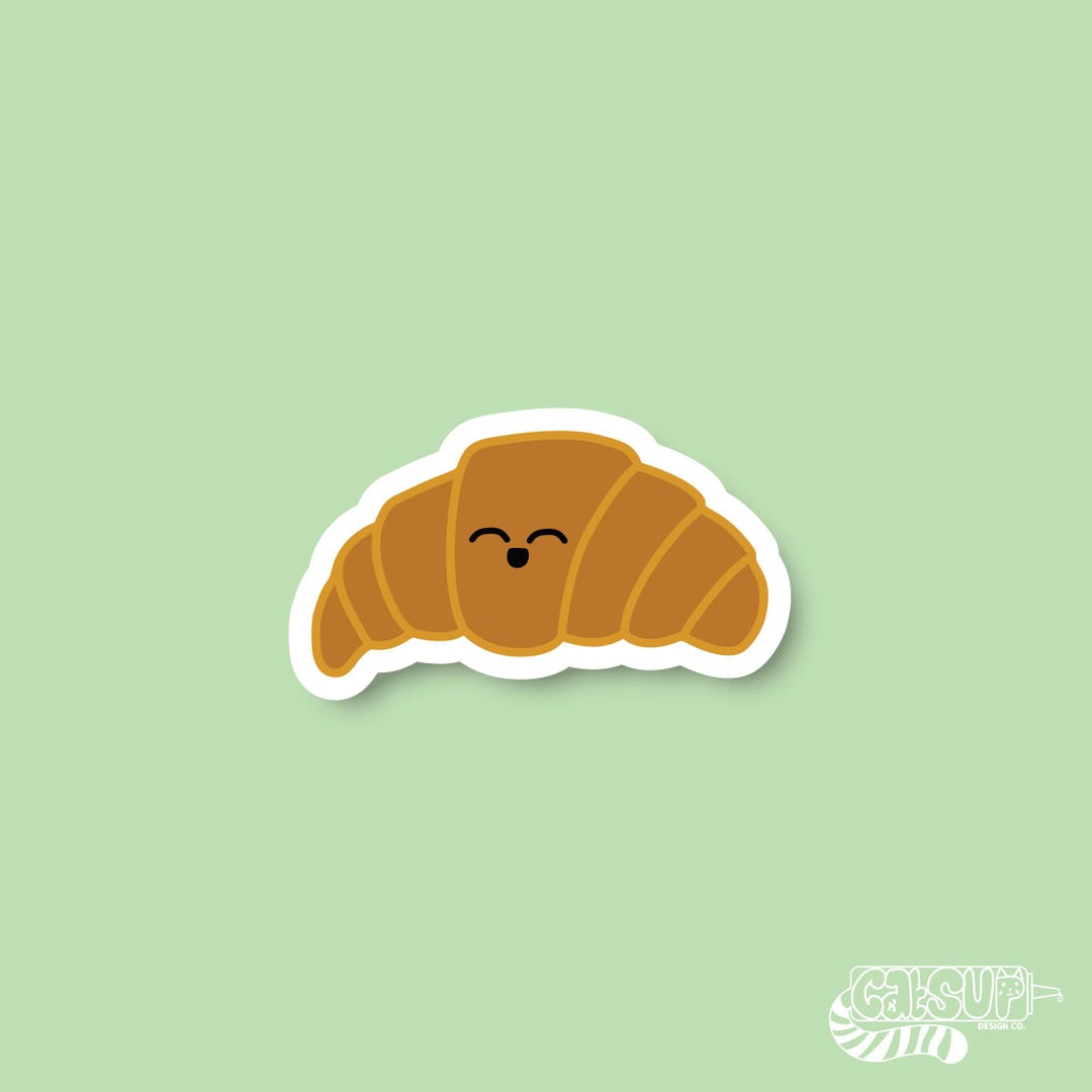 Kawaii French Croissant Sticker: Hand-drawn Waterproof Breakfast Vinyl ...