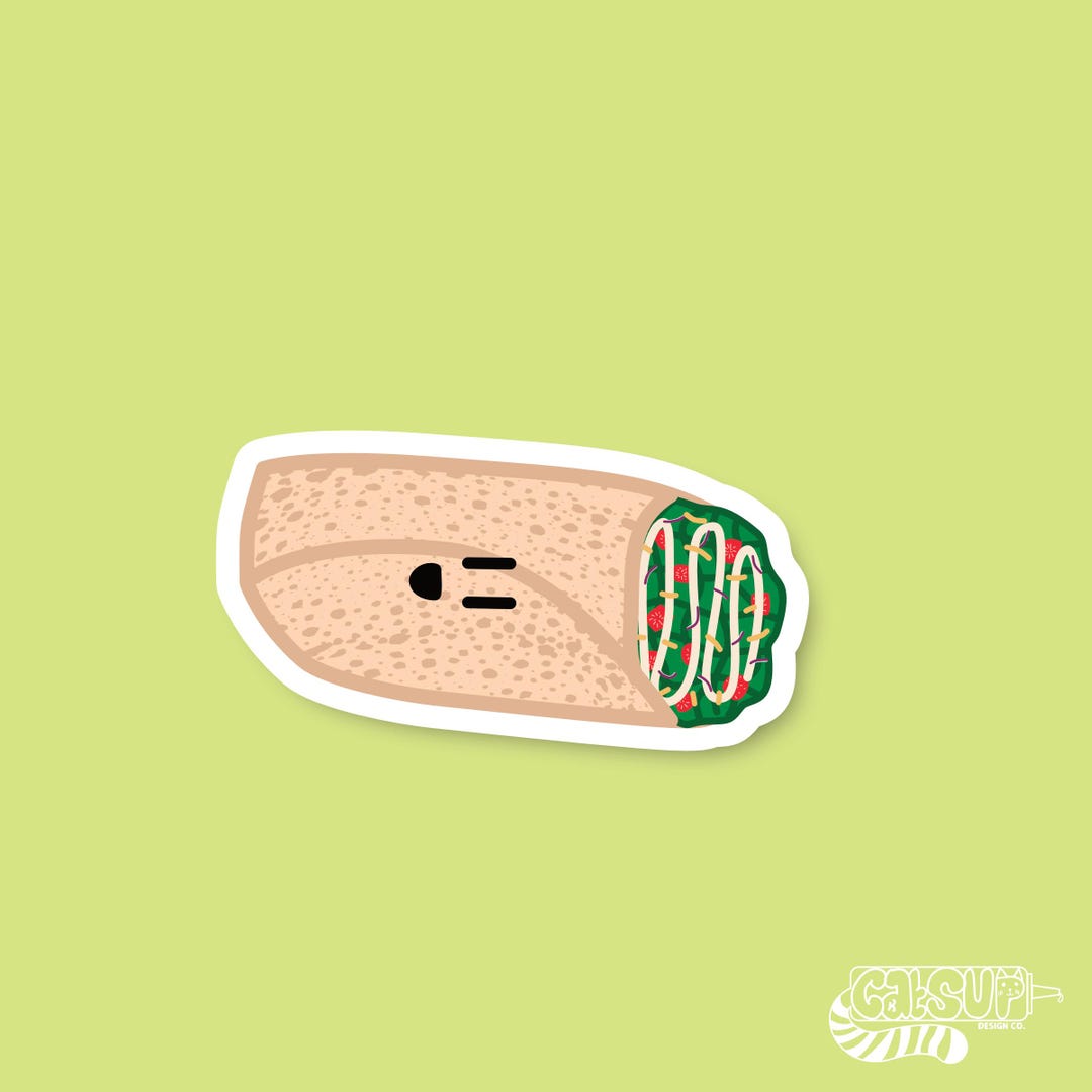 Kawaii Lettuce Wrap Sticker: Hand-drawn Waterproof Lunch Vinyl Decal - Etsy