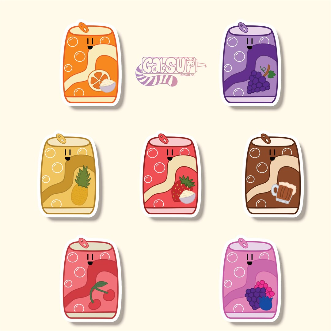 Choose Your Own! Custom Soda Pop Flavors Waterproof Hand-drawn Kawaii ...