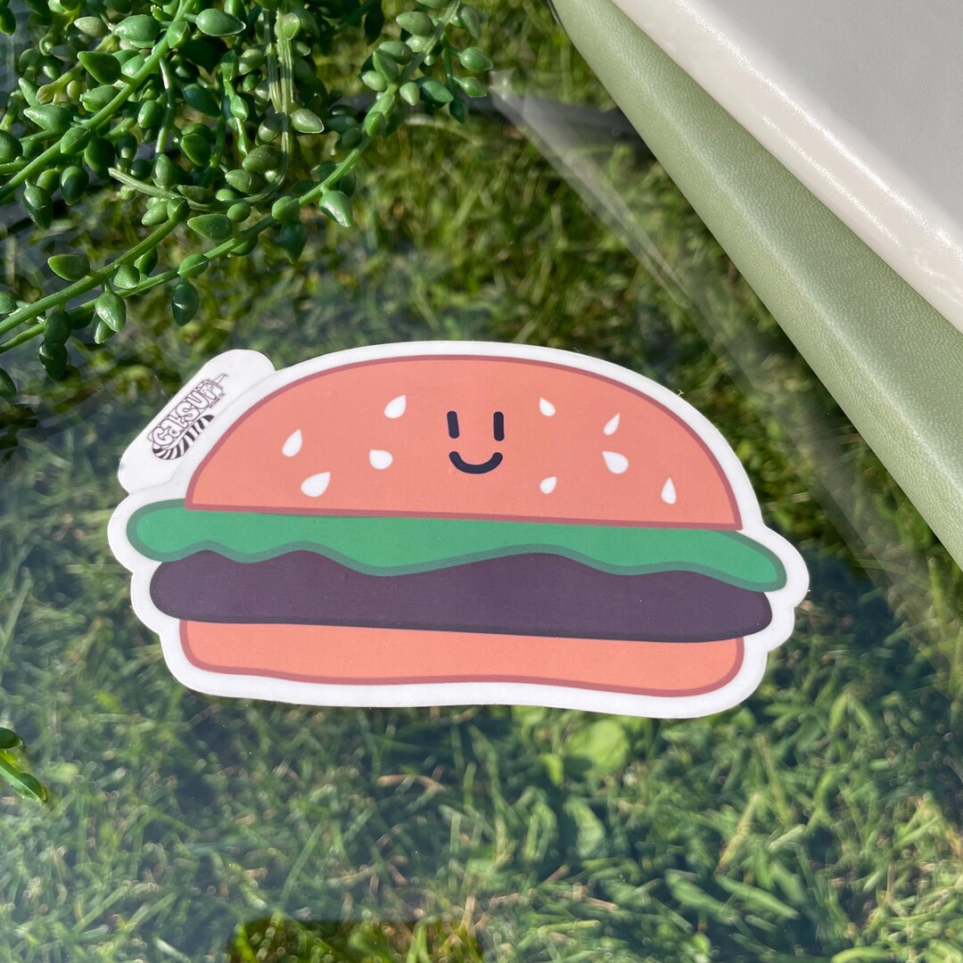 Kawaii Burger Sticker: Hand-drawn Waterproof Vinyl Decal - Etsy
