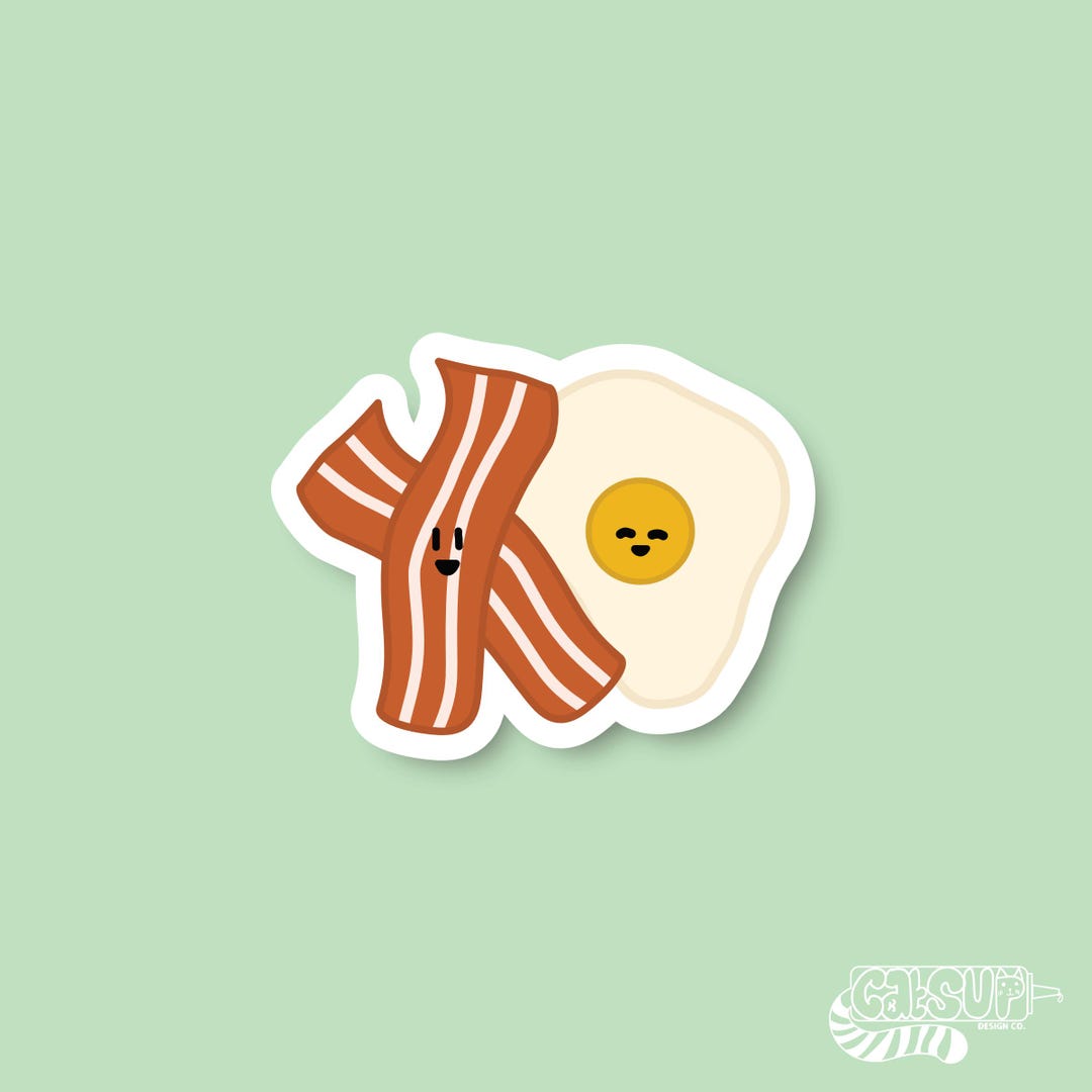 Cute Stickers Hand Drawn Eggs and Bacon Sticker Vinyl Stickers Laptop ...