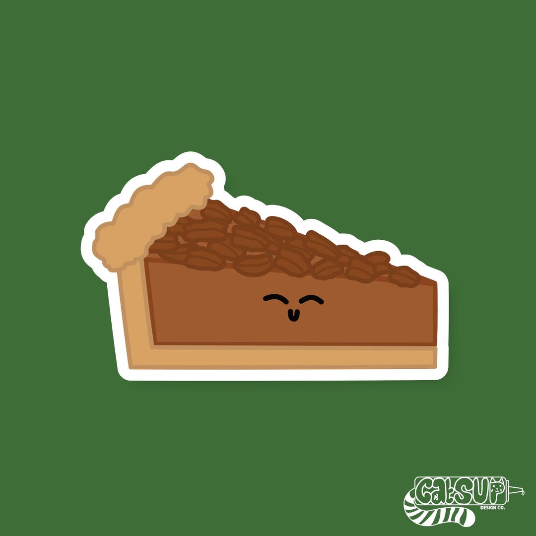 Kawaii Pecan Pie Sticker: Hand-drawn Waterproof Christmas Vinyl Decal ...