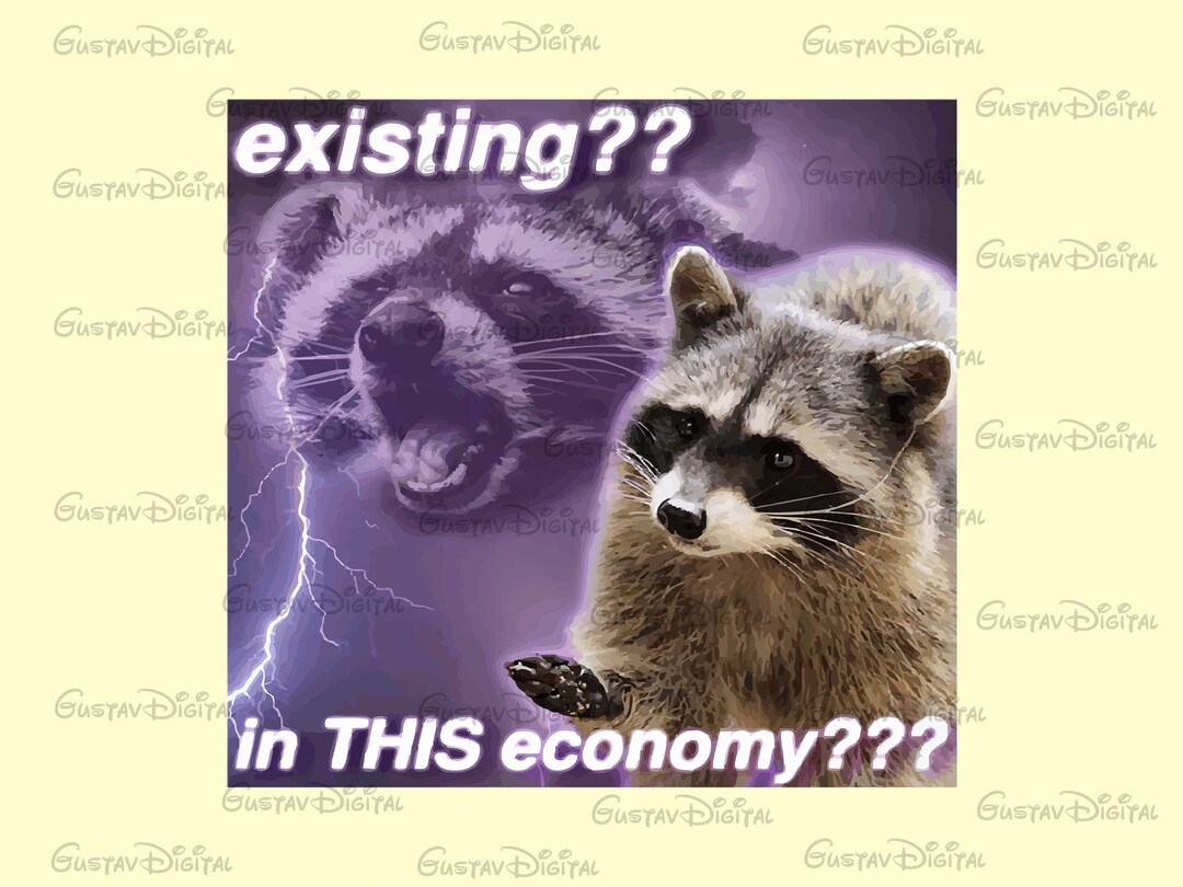 Existing in This Economy PNG, Raccon Digital, Cute Raccoon Digital ...