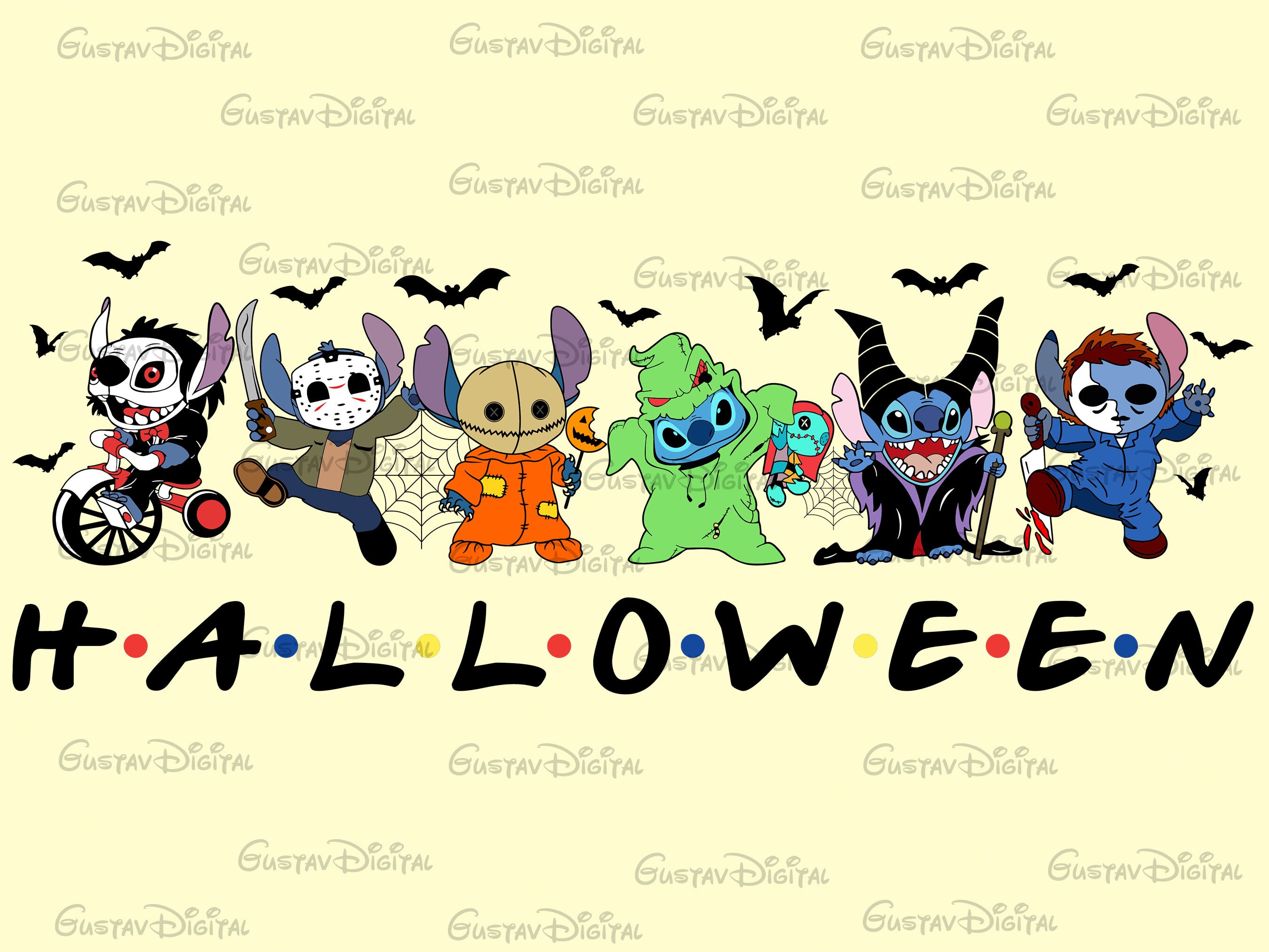 Halloween PNG, Stitch 6 Characters, Stitch Png,instant Fast Dowload ...