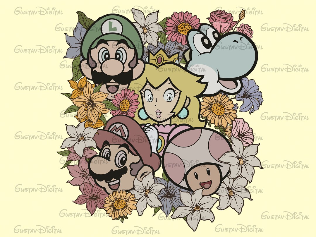 Retro Super Mario Family PNG, Super Mario Friends PNG, Instant Fast ...