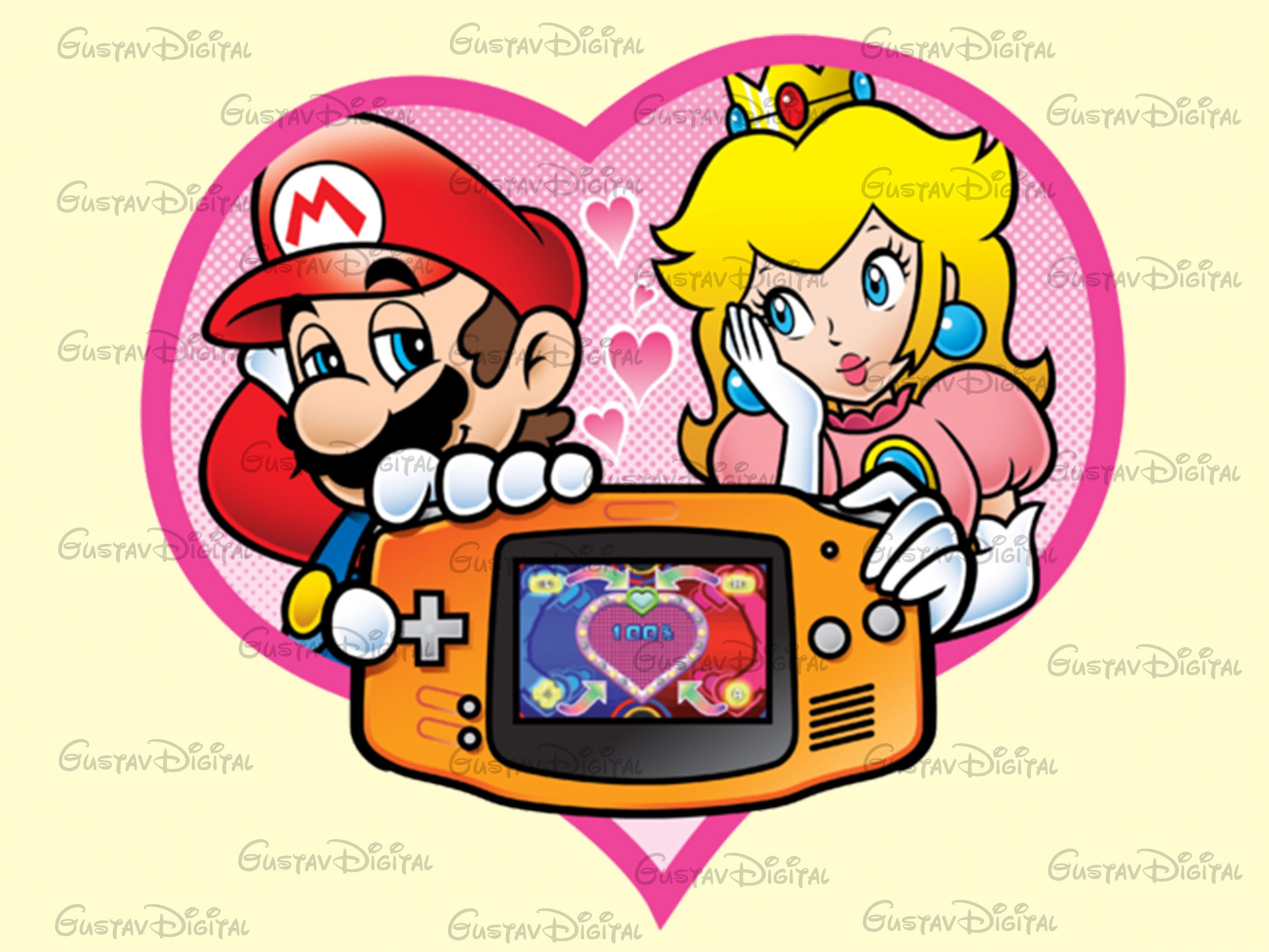 Super Mario and Princess Peach Red Heart Love Png,super Mario and ...