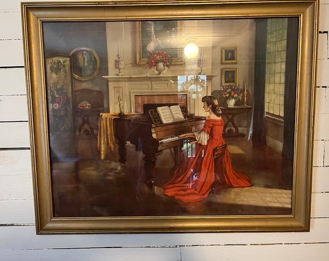 RARE! Vintage Lithograph "sonata" by Artist M Ditlef, Victorian Woman ...