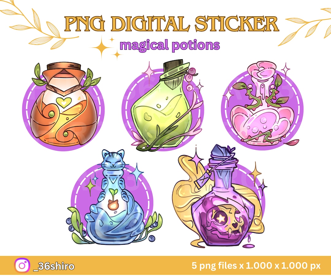 Cute Fantasy Magical Potion Digital Stickers - Etsy
