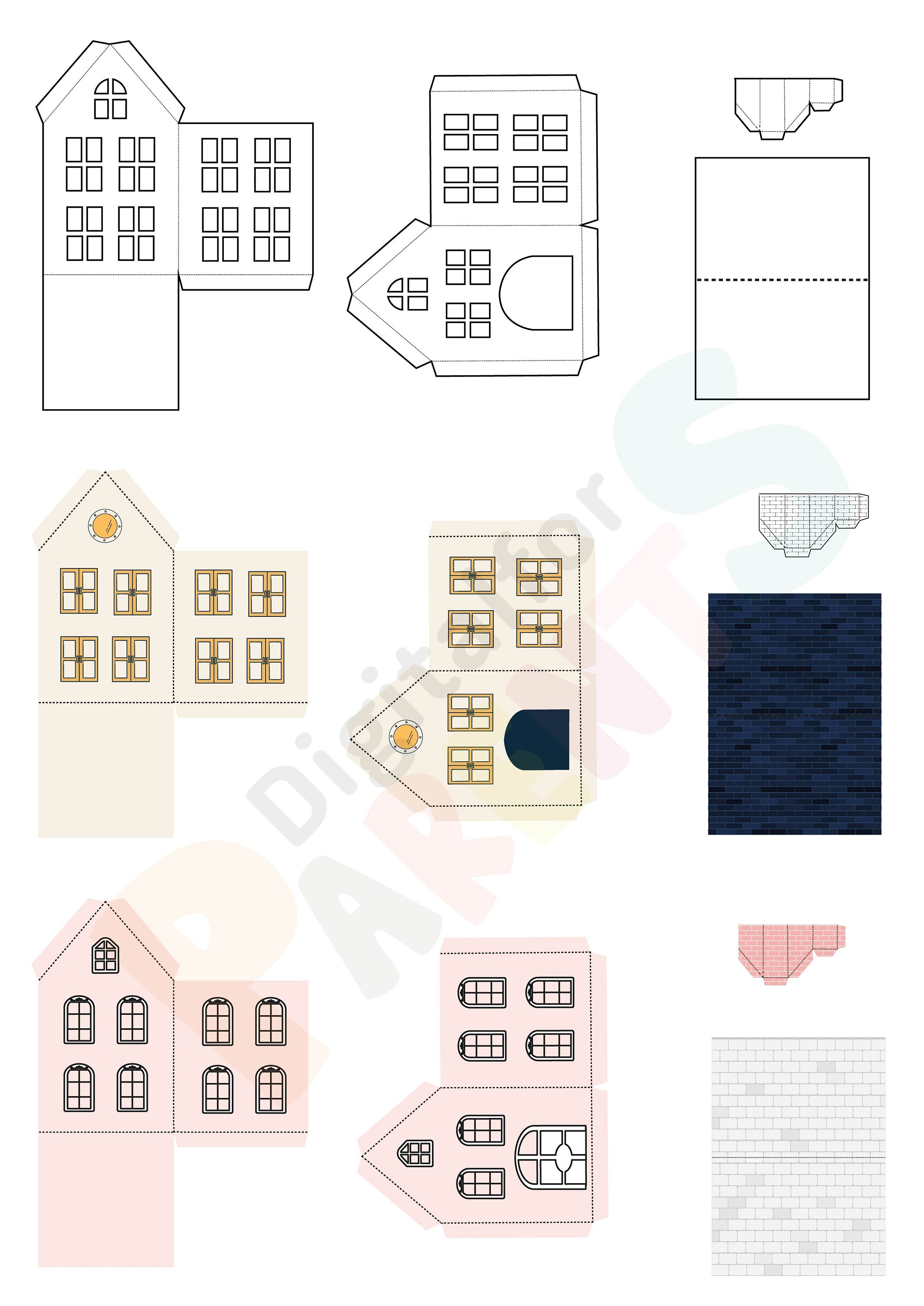 3 Cute Paper Houses Printable Activity Sheets Instant - Etsy