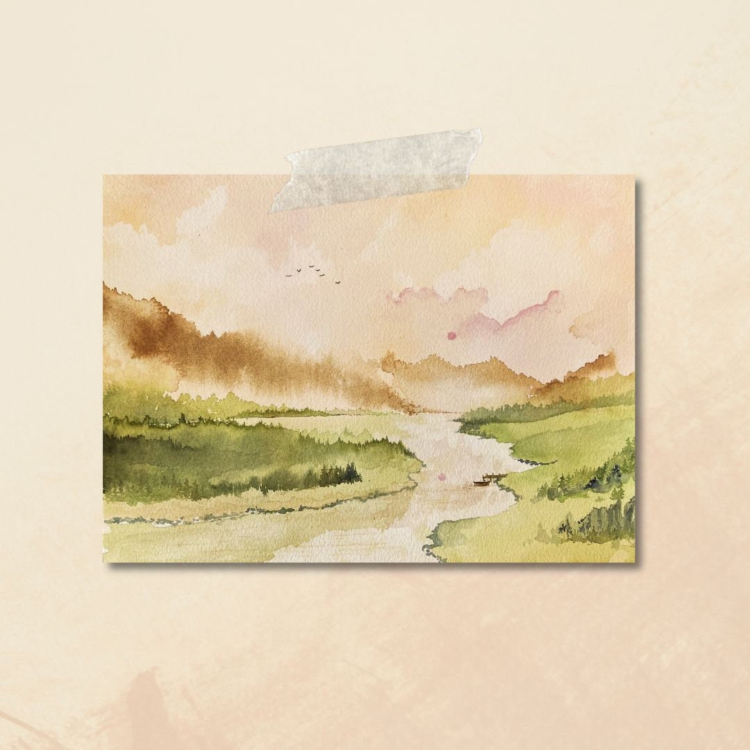 Red Misty Dawn Print Original Art - Etsy