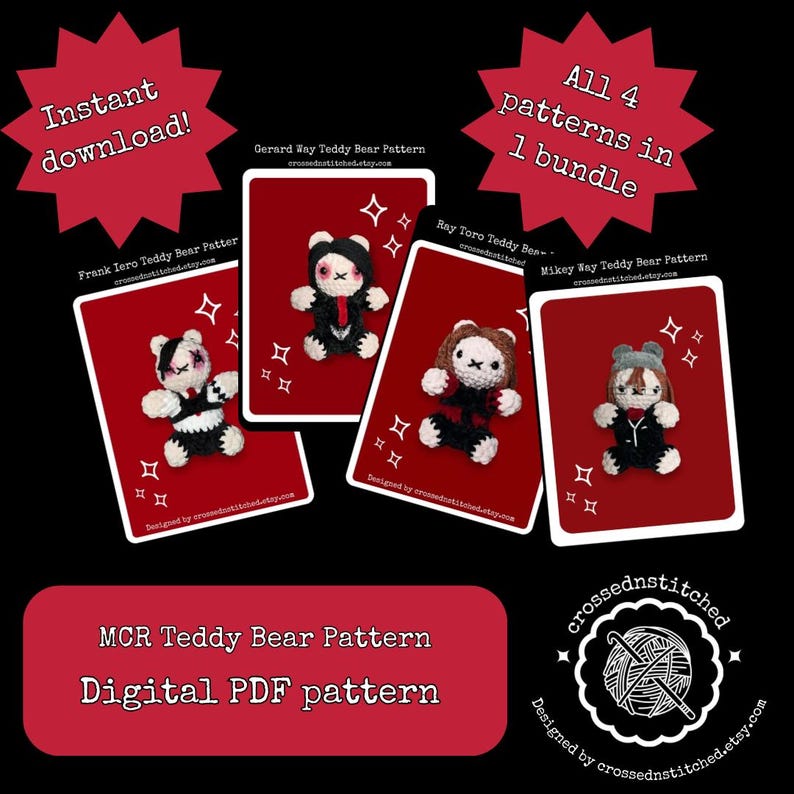 MCR Crochet Teddy Bear Pattern: MCR Amigurumi (PDF Pattern) - Etsy