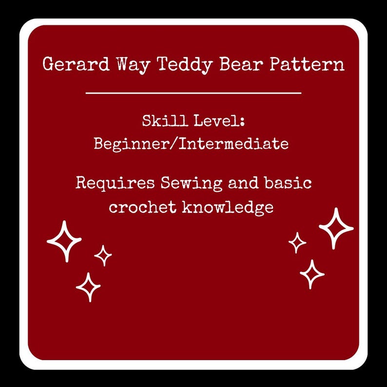 Gerard Way Crochet Teddy Bear Pattern: MCR Amigurumi (PDF Pattern) - Etsy